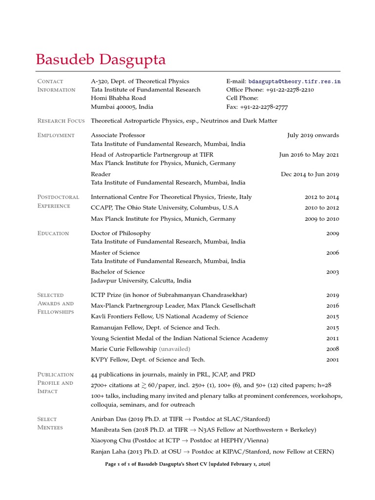 Basudeb Dasgupta: Contact Information | PDF | Inquiry | Academia