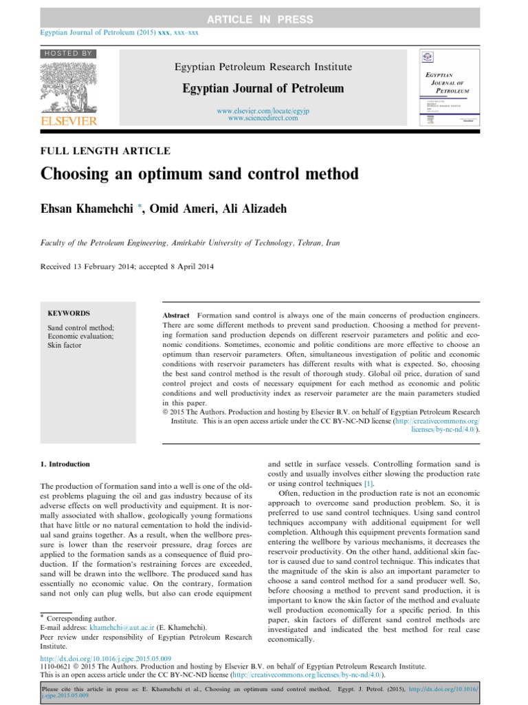Optimum Sand Control Methods | PDF | Petroleum Reservoir | Permeability ...