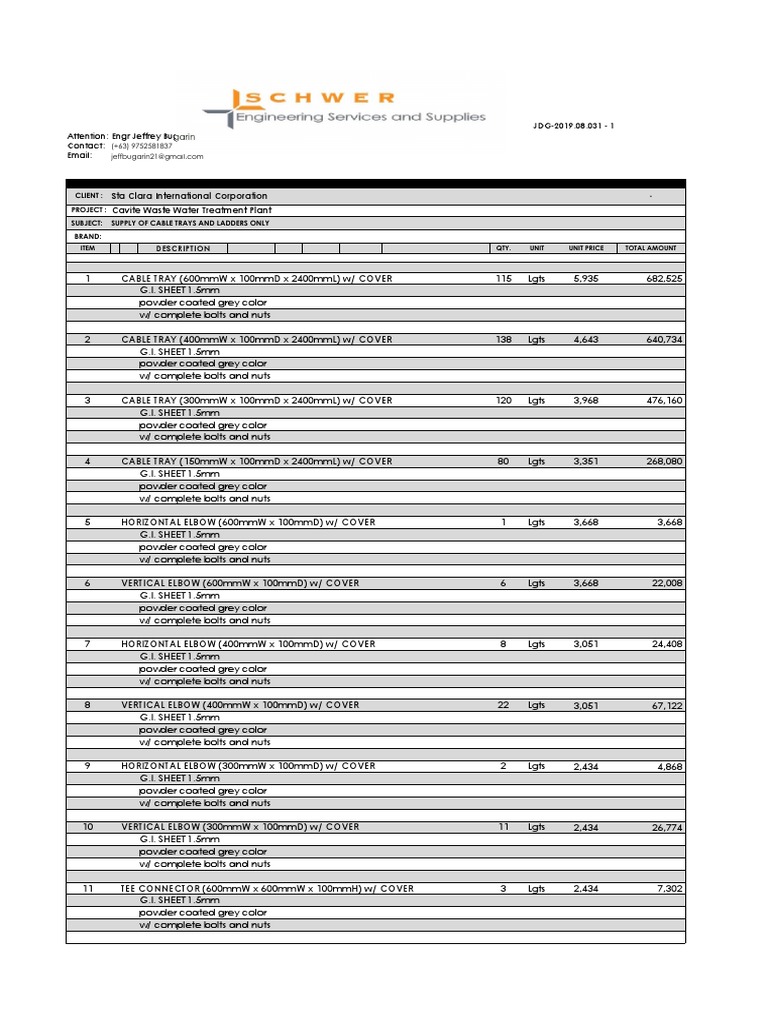Quotation Cable Tray | PDF | Business