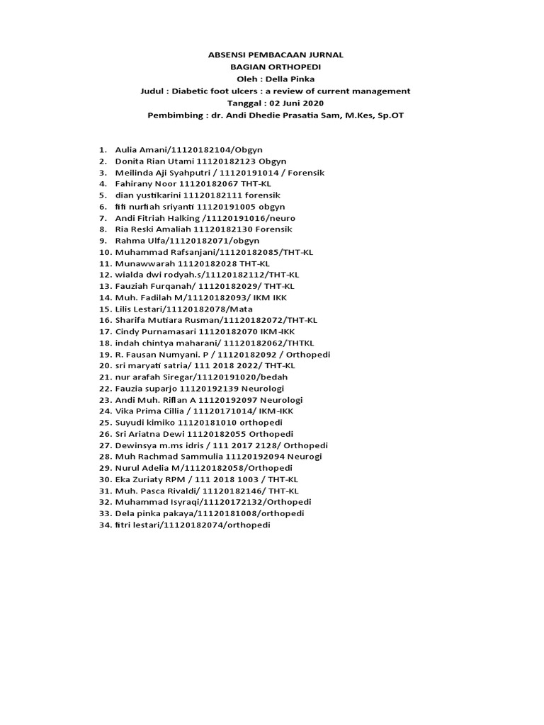 Absensi Pembacaan Jurnal - Della Pinka | PDF | Wellness | Science & Mathematics