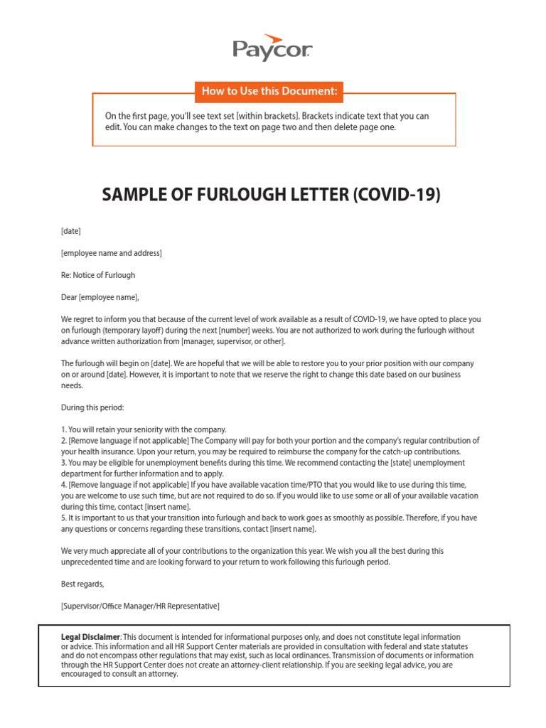 Furlough Layoff Letter Templates | PDF | Layoff | Unemployment Benefits