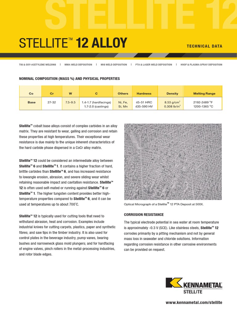 Stellite 12 | PDF | Corrosion | Chemical Product Engineering
