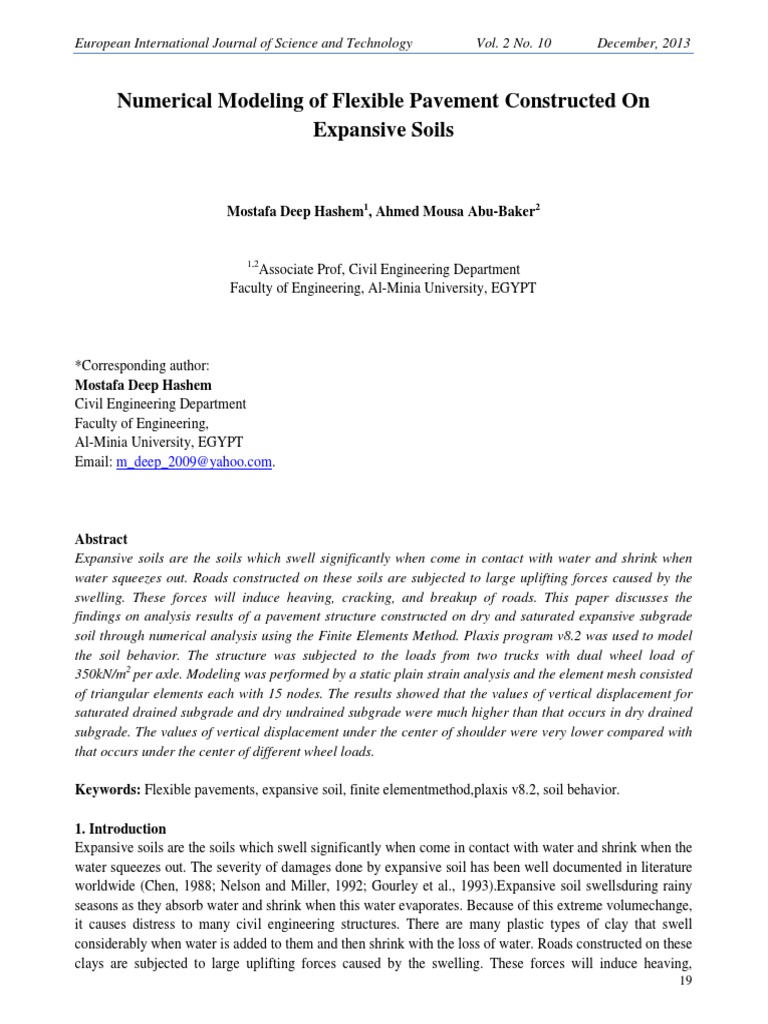Numerical Modeling of Flexible Pavements on Expansive Soils | PDF | Road | Finite Element Method
