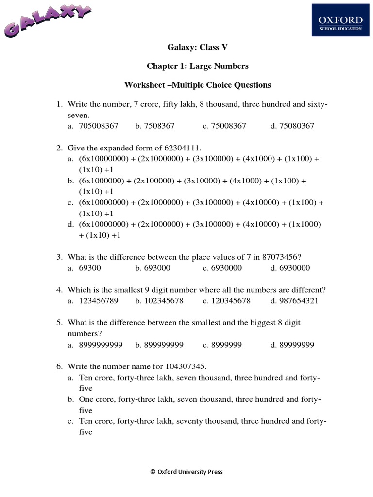 Chapter 1 Large Numbers Class 5 | PDF | Written Communication | Naming ...
