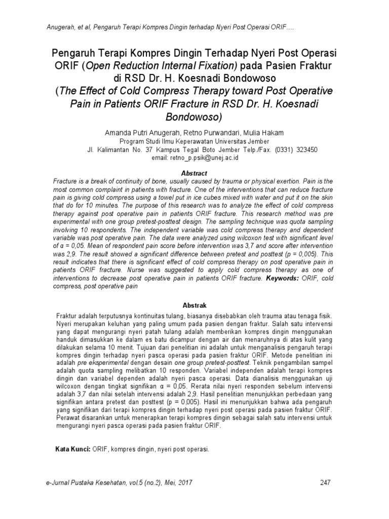 Jurnal Terapi Kompres Dingin Pada Fraktur | PDF | Medicine | Health Care