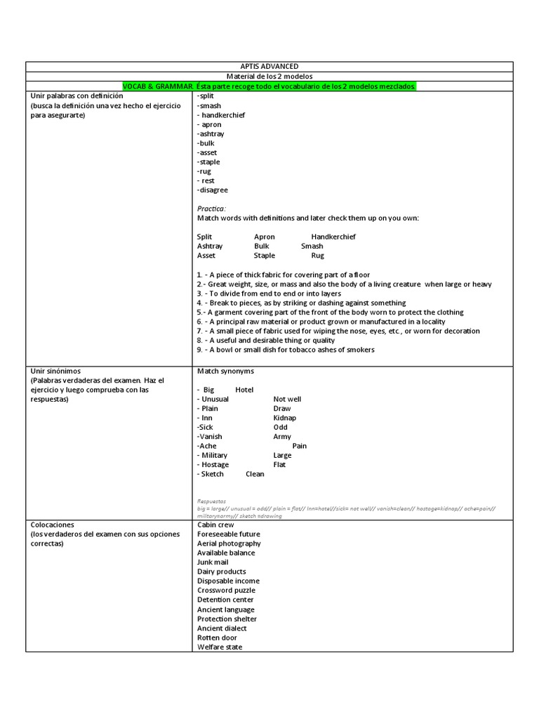 APTIS ADVANCED - Grammardocx | PDF | Idiomas
