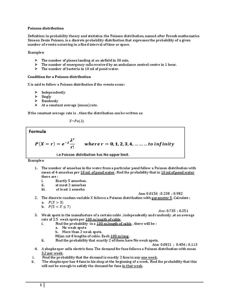 Poisson Distribution Class Work | PDF | Probability Distribution ...