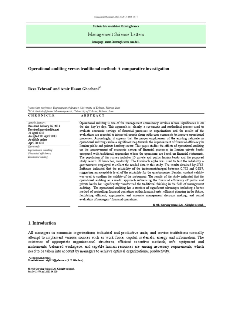 Operational Auditing Versus Traditional Method A C | PDF | Audit ...