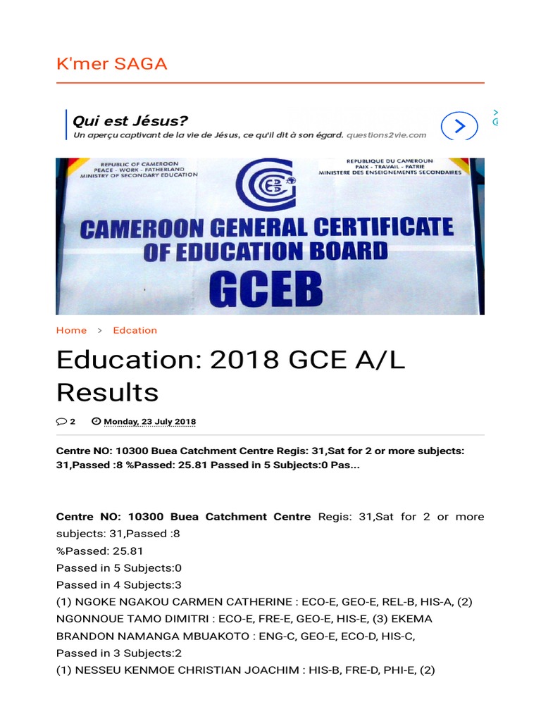 Education 2018 Gce Al Results - HTML 5 | PDF