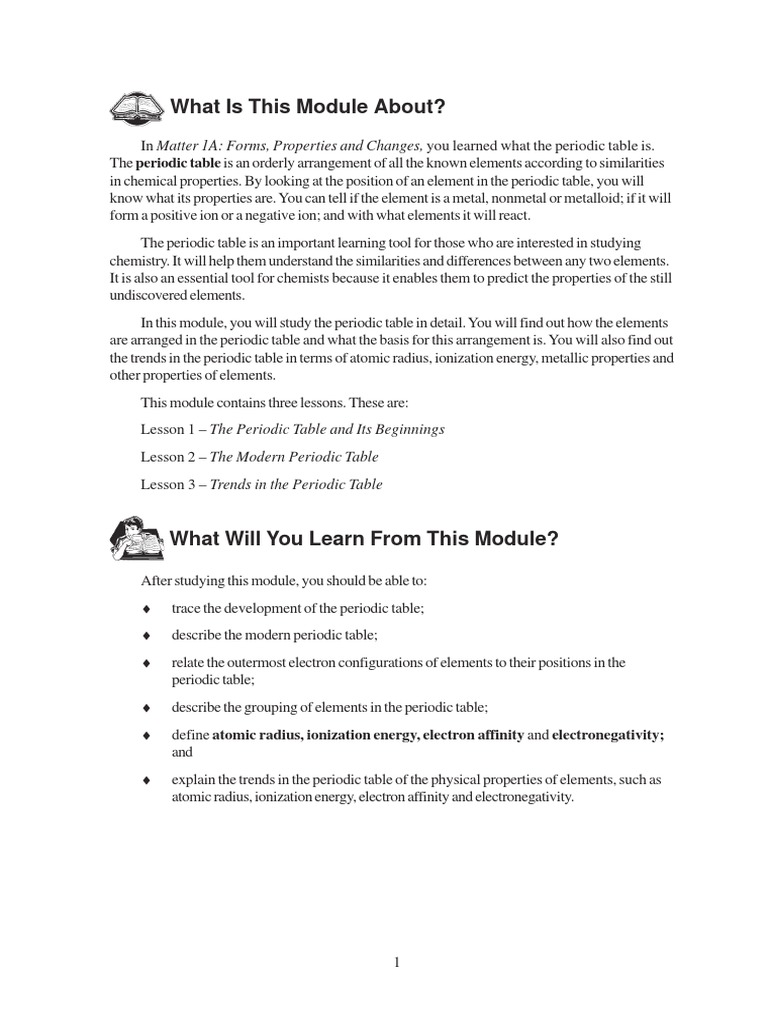 What Is This Module About? | PDF | Periodic Table | Ion