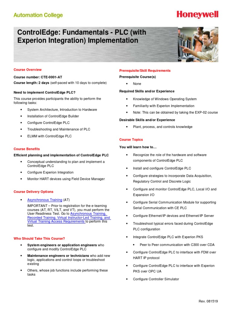 Controledge: Fundamentals - PLC (With Experion Integration ...