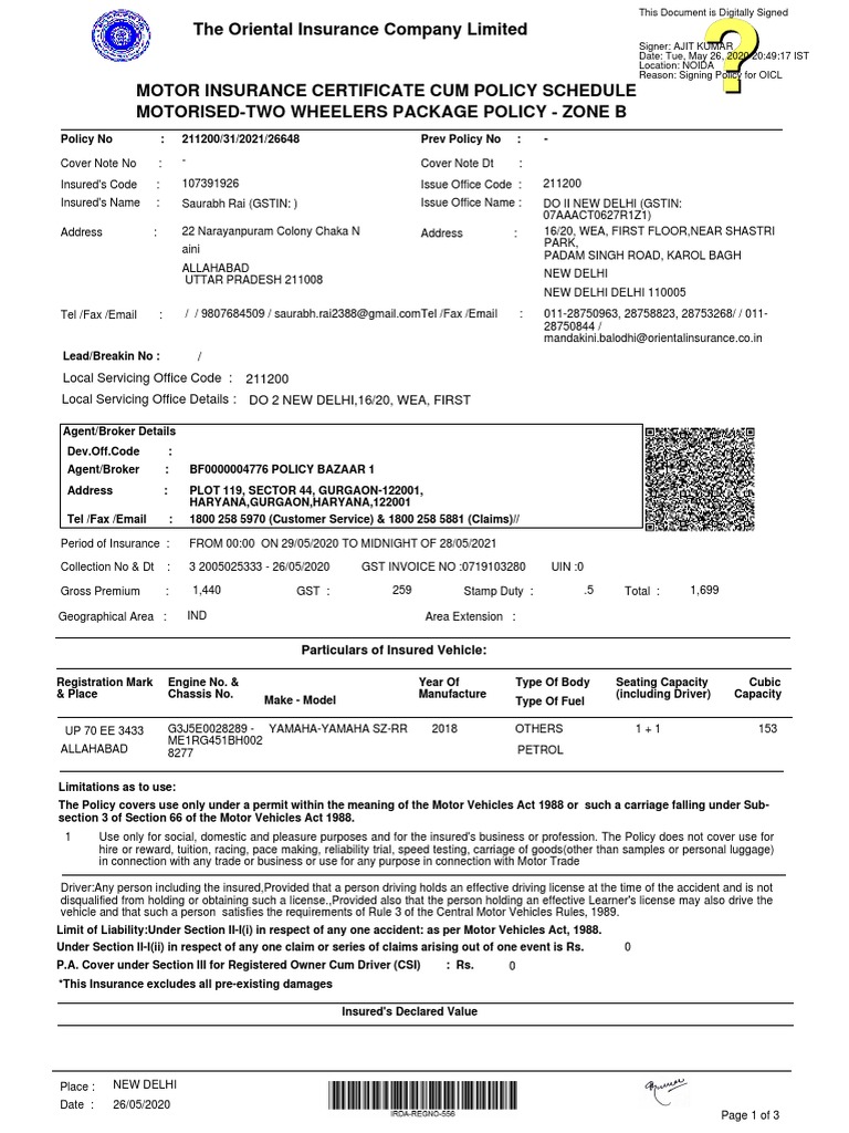 The Oriental Insurance Company Limited | PDF | Insurance | Business