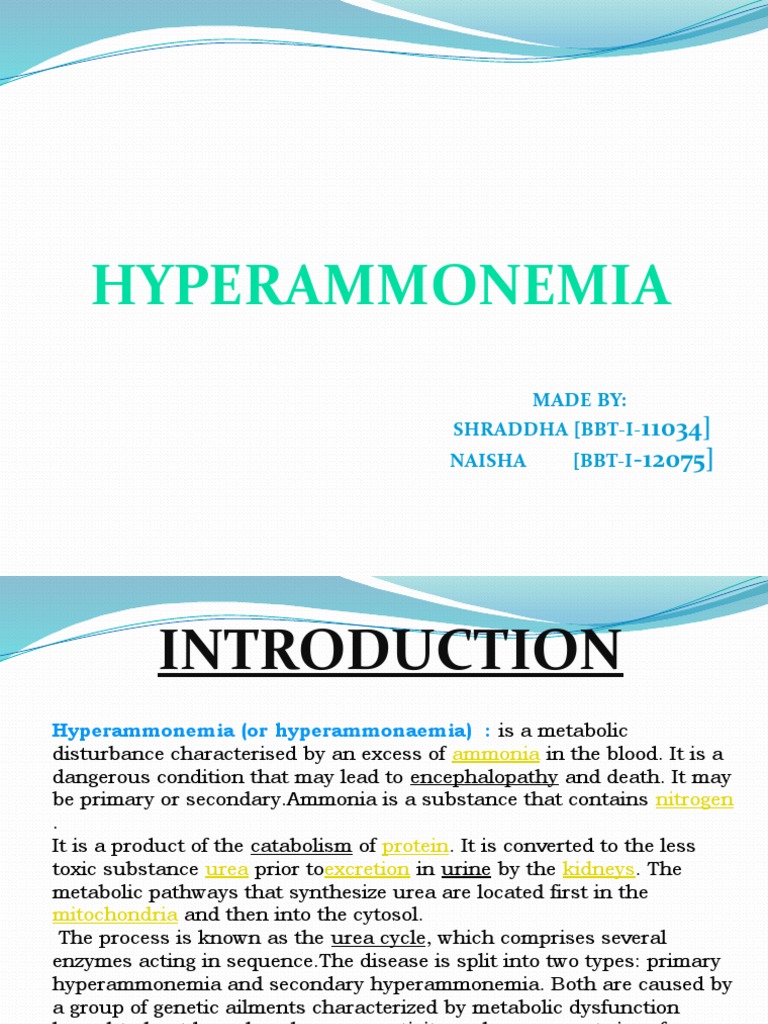 Hyperammonemia | PDF | Metabolism | Diseases And Disorders