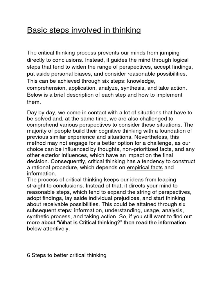 6 Steps Critical Thinking | PDF | Critical Thinking | Thought