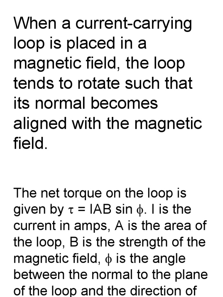 When A Current-Carrying Loop Is Placed in A Magnetic Field, The Loop ...