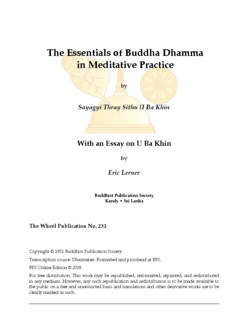 Essentials of Buddha Dhamma | PDF