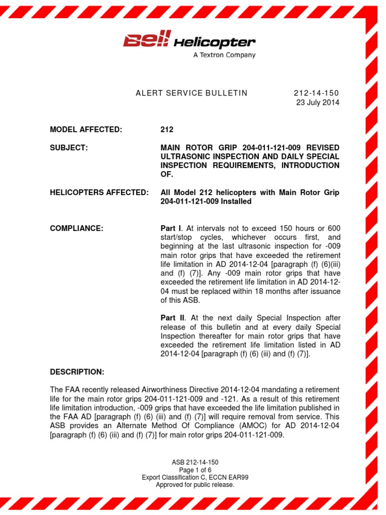 ASB 212-14-150 Page 1 of 6 Export Classification C, ECCN EAR99 Approved ...