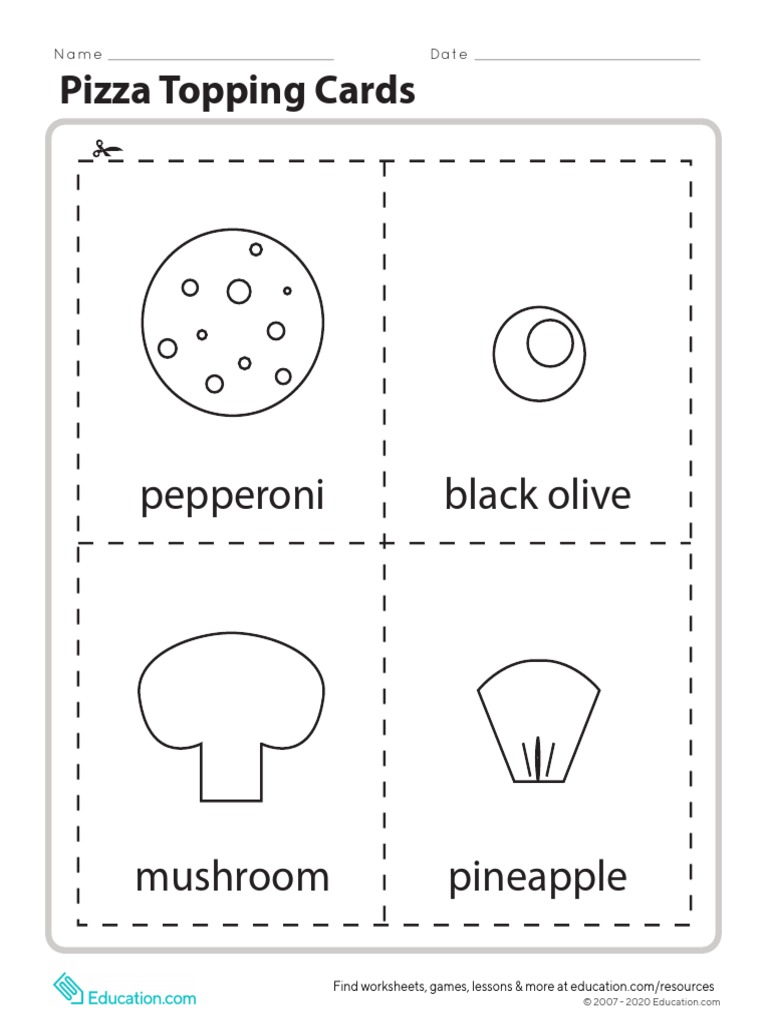 Pizza Topping Cards: Pepperoni Black Olive | PDF