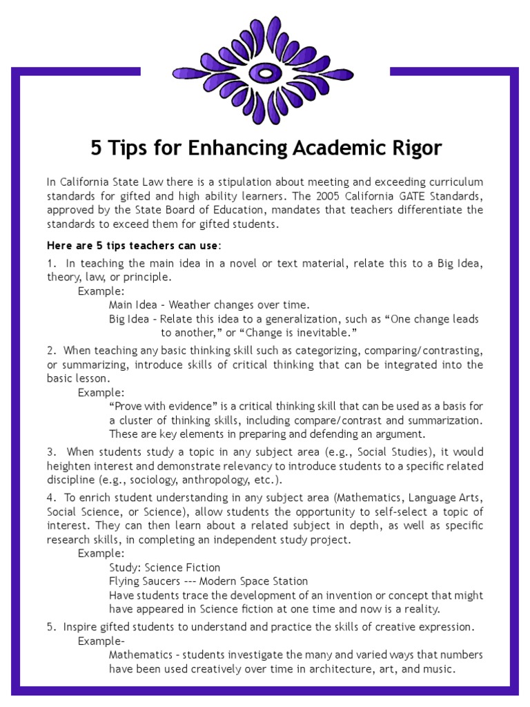 5 Tips For Enhancing Rigor | PDF