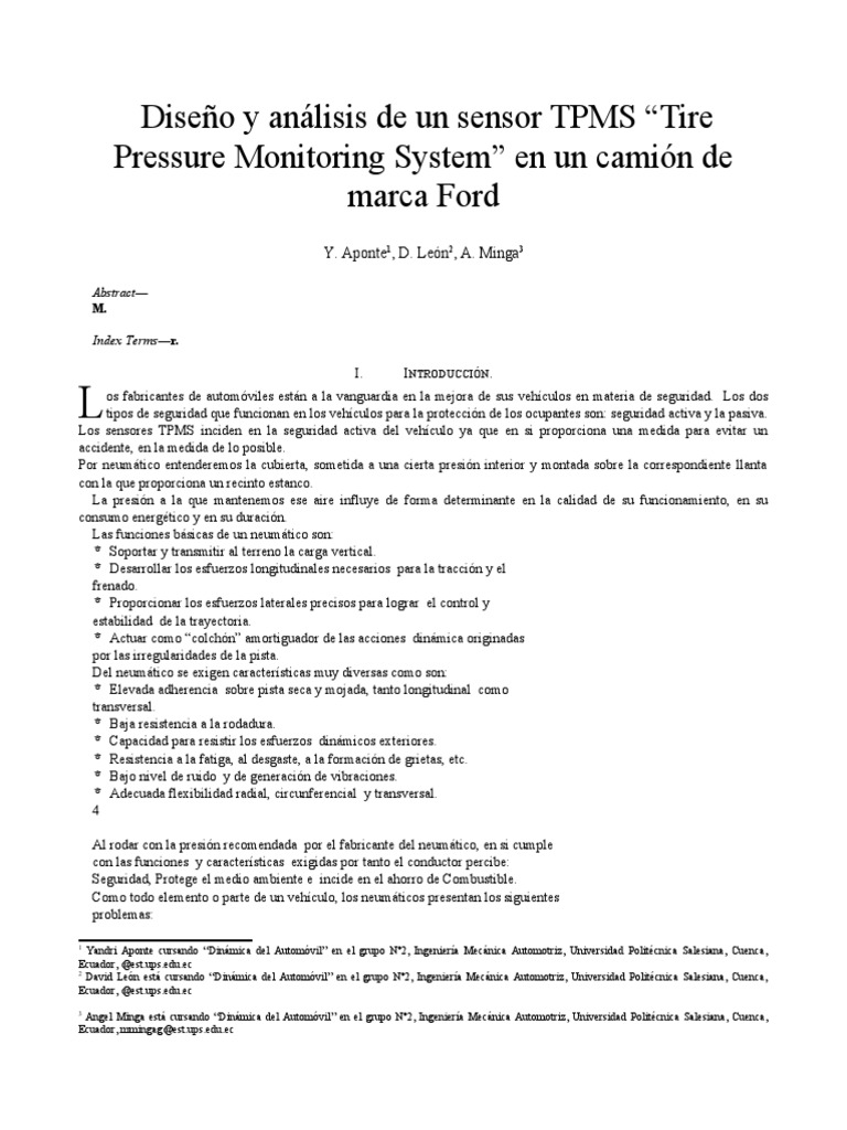 Diseño y Análisis de Un Sensor TPMS | Descargar gratis PDF | Neumático | Arduino