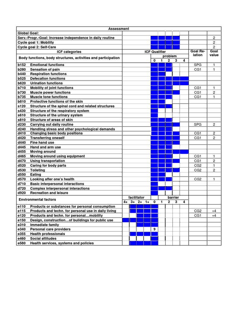 ICF Categorical Profile ICF Core Set Complete | PDF | Psychology ...