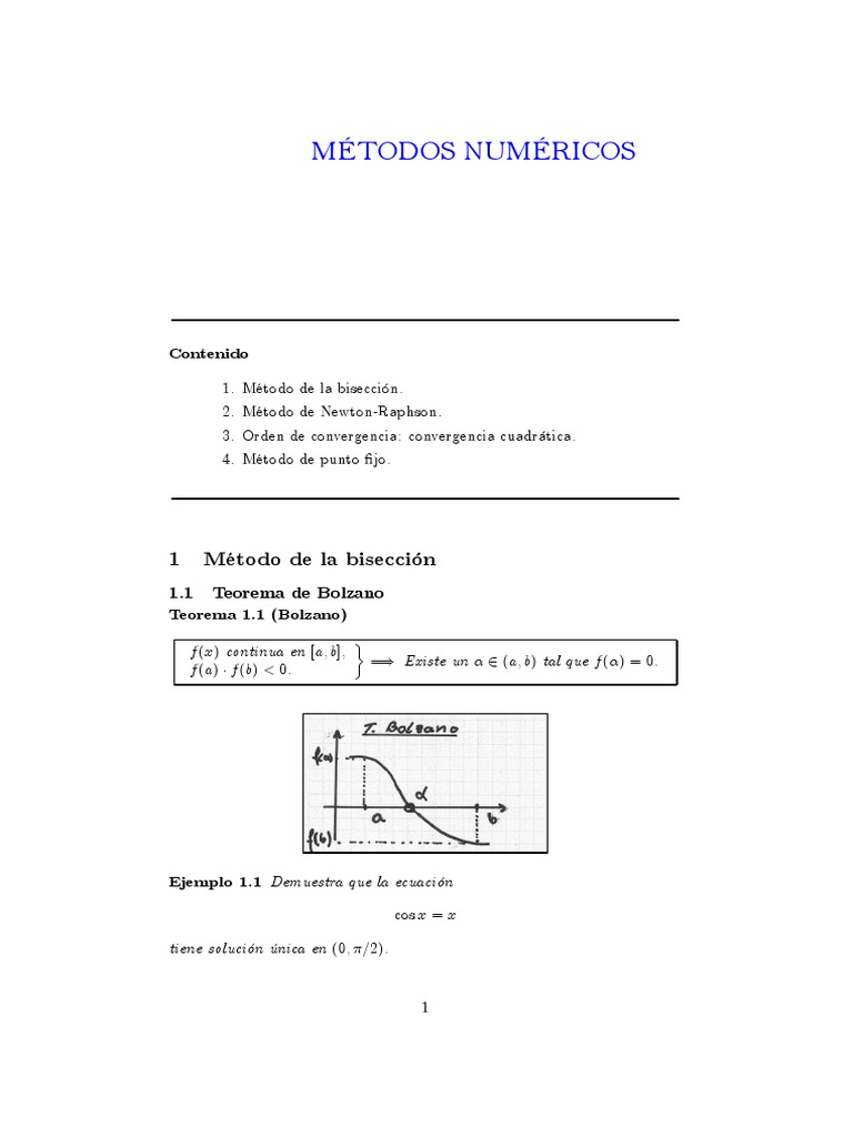 Métodos Numéricos: 1 Método de la bisección | Intervalo (Matemáticas) | Ecuaciones