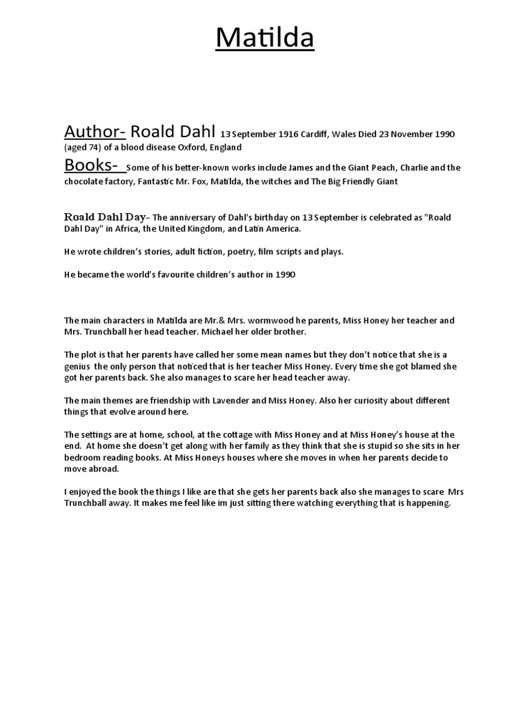 Matilda Book Review | PDF | General Fiction