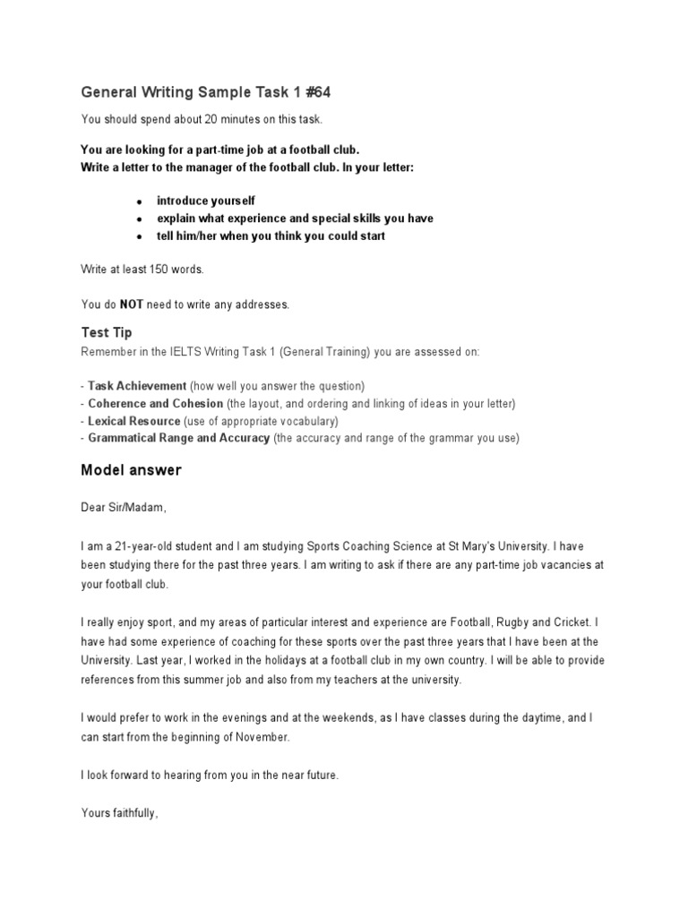General Writing Sample Task 1 | PDF