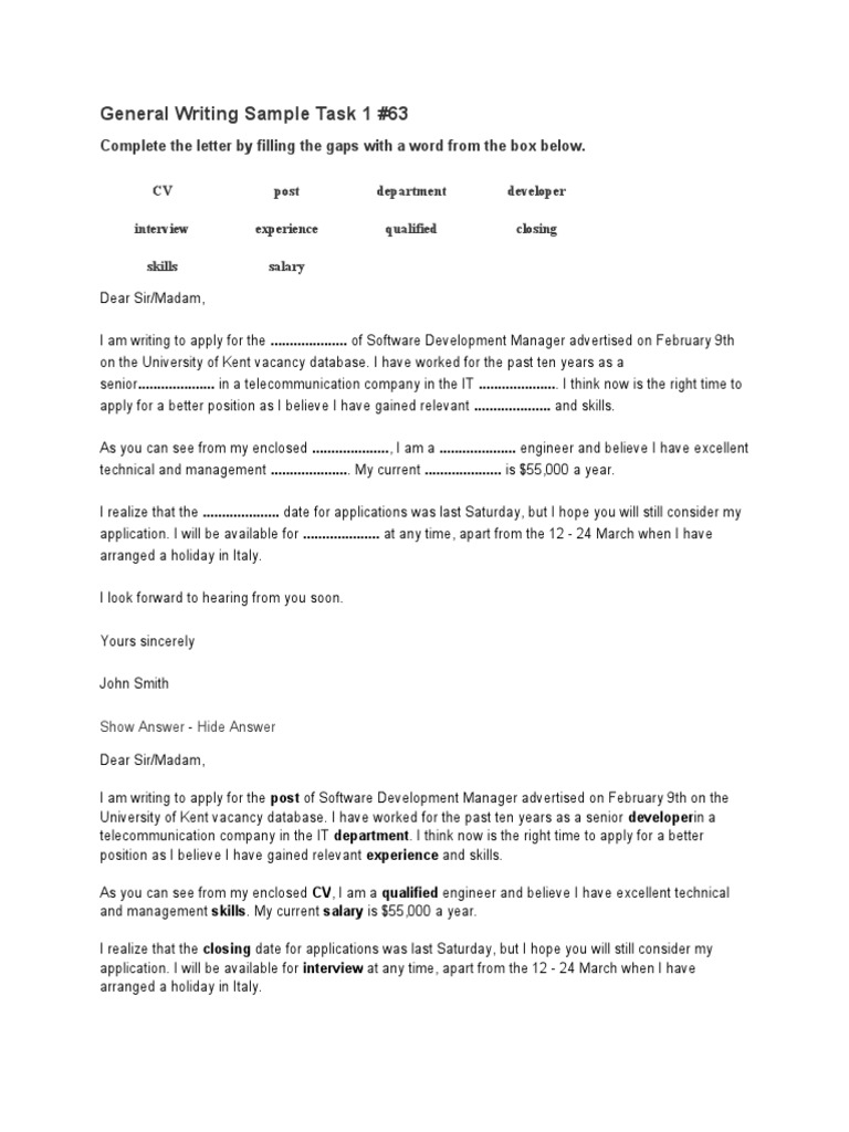 General Writing Sample Task 2 | PDF