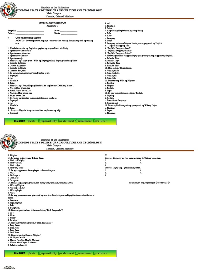 Long Test Final | PDF