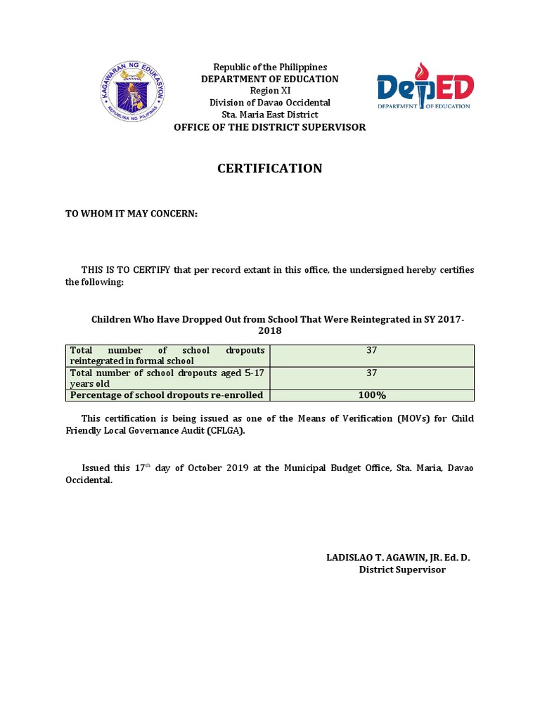 DepEd Certification | PDF