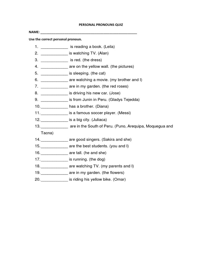 Personal Pronouns Practice #1 PDF | PDF | Language Arts & Discipline