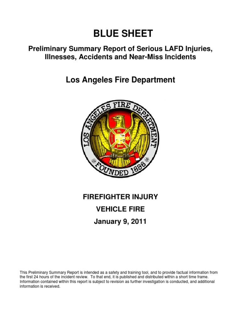 LAFD Firefighter Injury Report: Jan 2011 | PDF | Fires | Firefighter