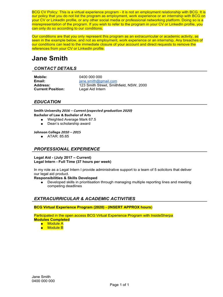 BCG Template CV Guidelines New.01 | PDF