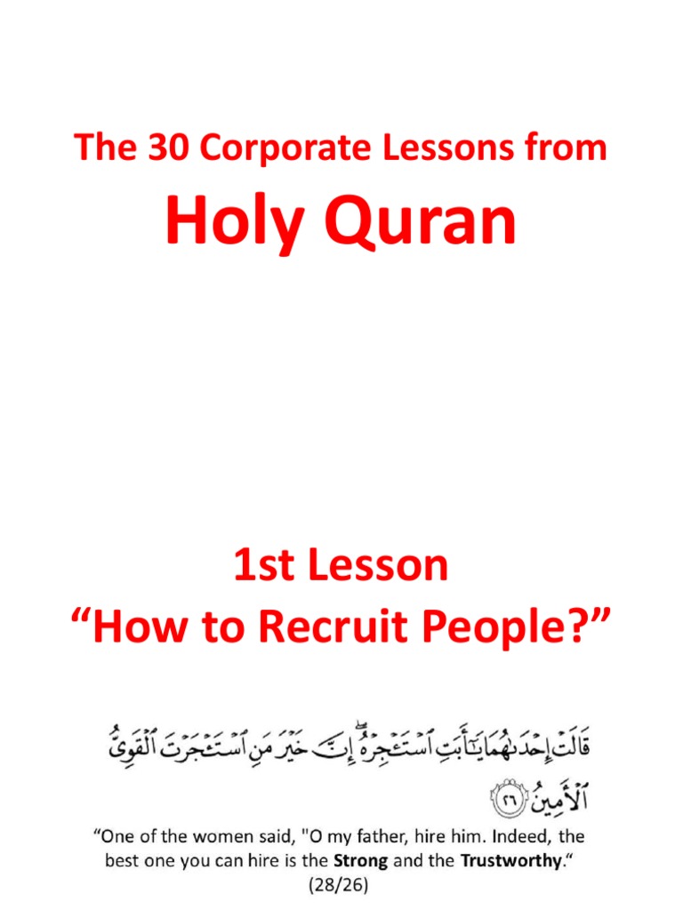 Corporate Lessons from the Quran | PDF | Adam | Moses In Islam