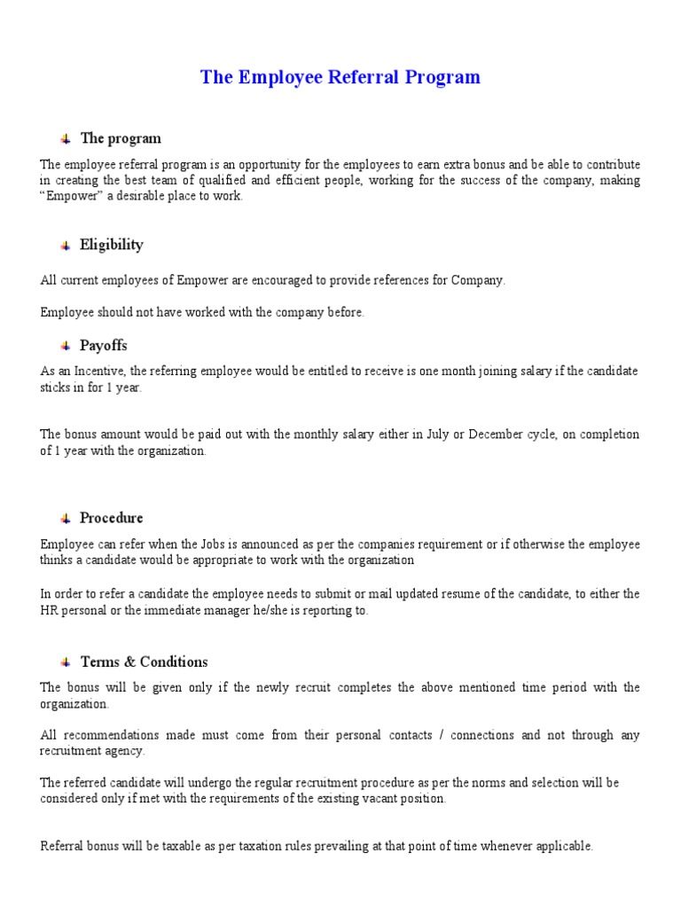 Employee Referral Program | PDF