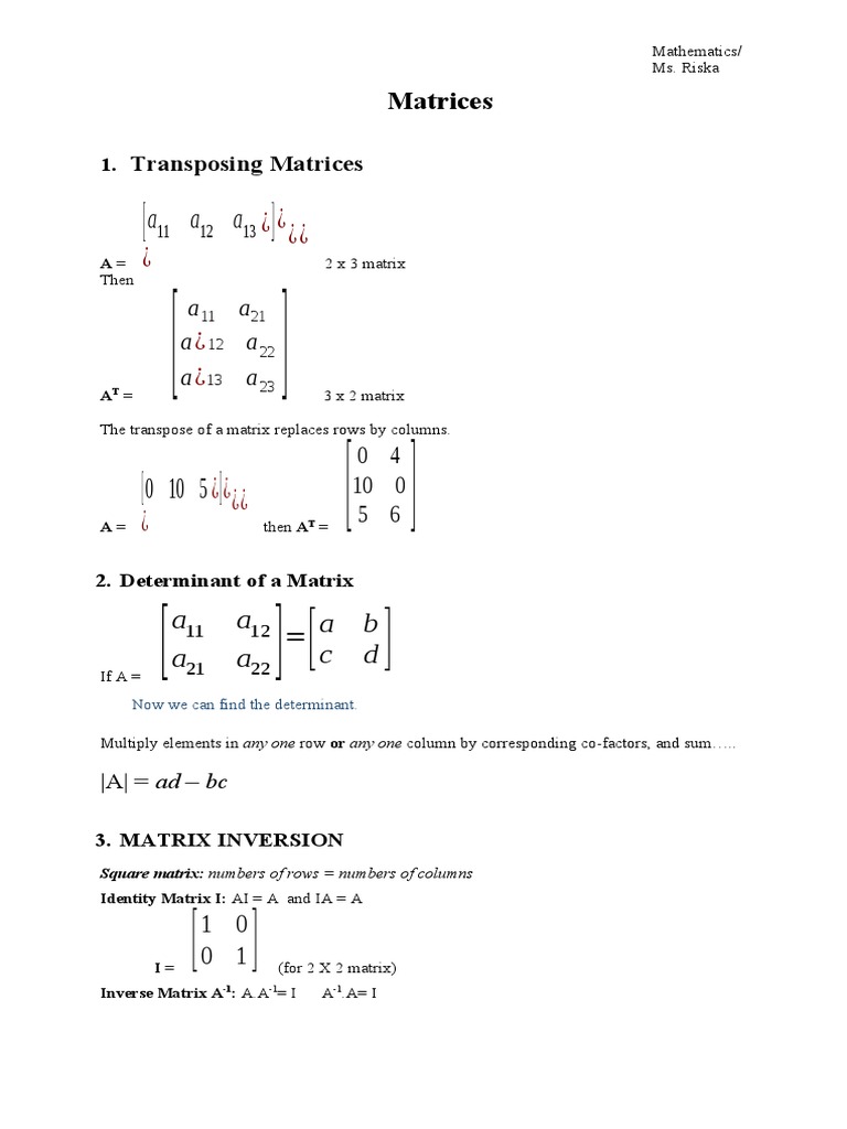 Transposing Matrices | PDF | Matrix (Mathematics) | Matrix Theory