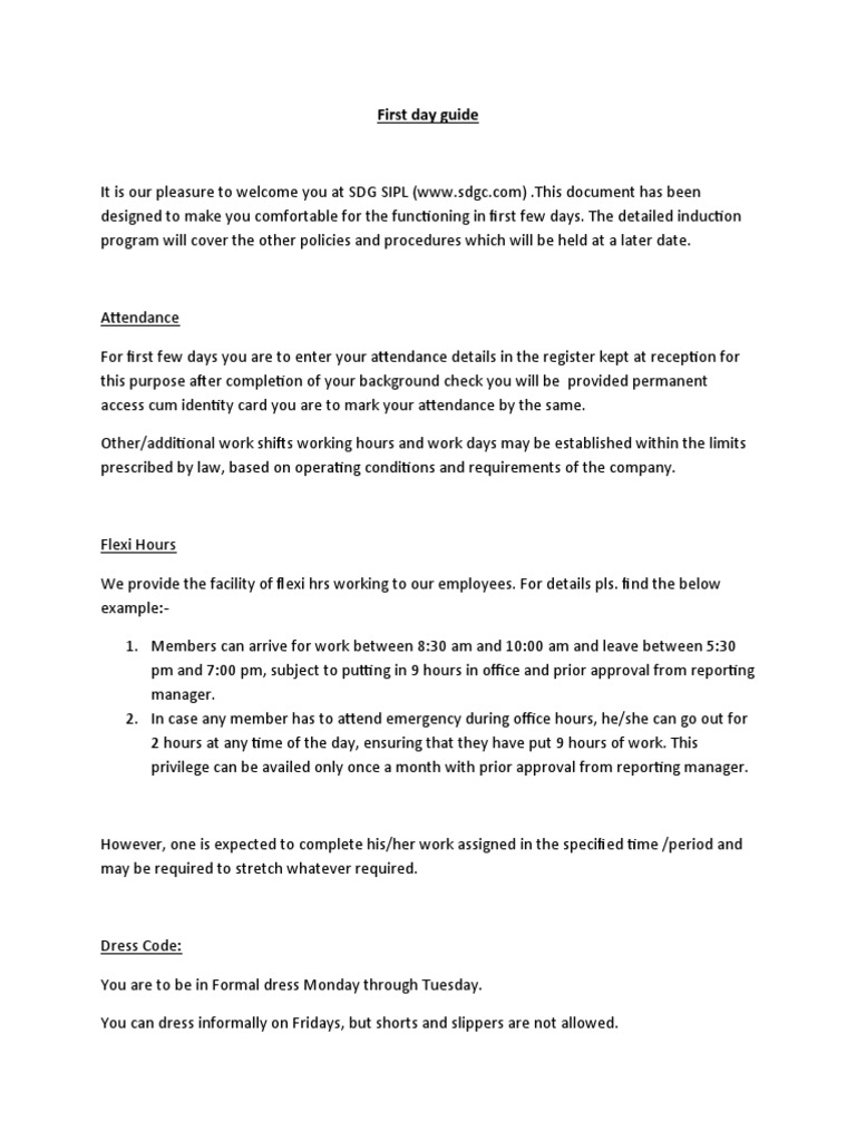First Day Guide | PDF | Identity Document | Employment