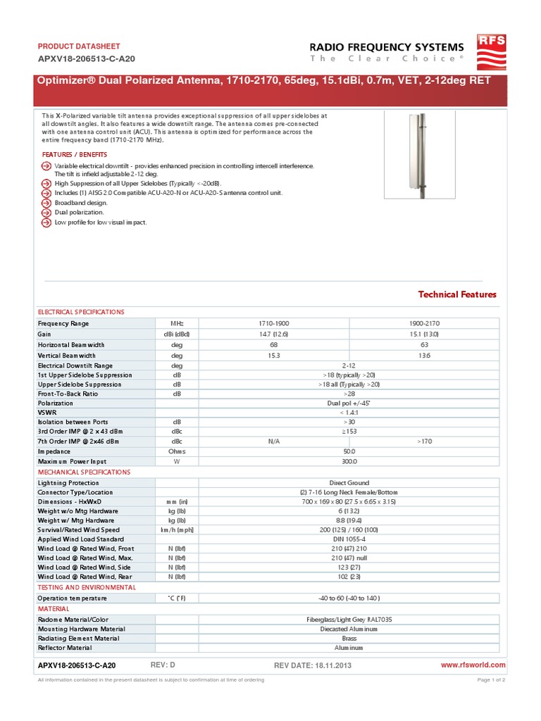 Apxv18 206513 C A20 PDF | PDF | Antenna (Radio) | Decibel