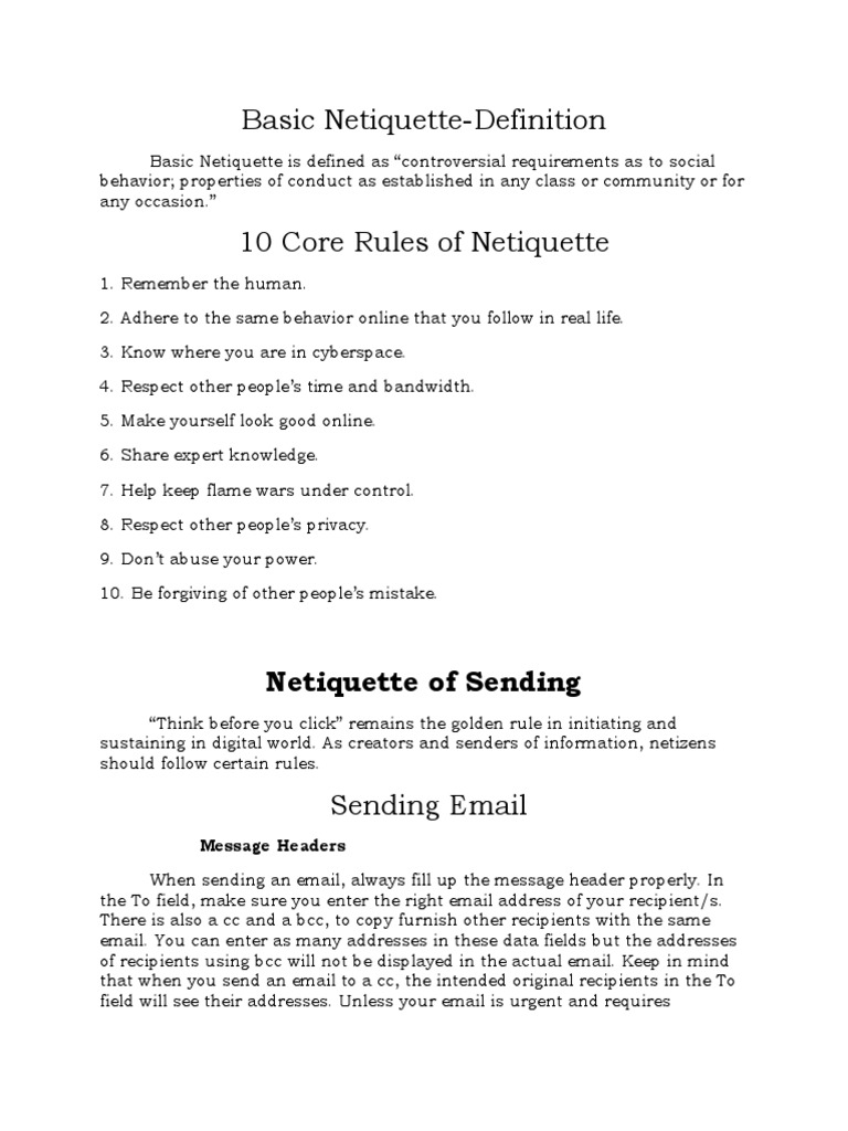 Basic Netiquette | PDF | Social Media | Popular Culture & Media Studies