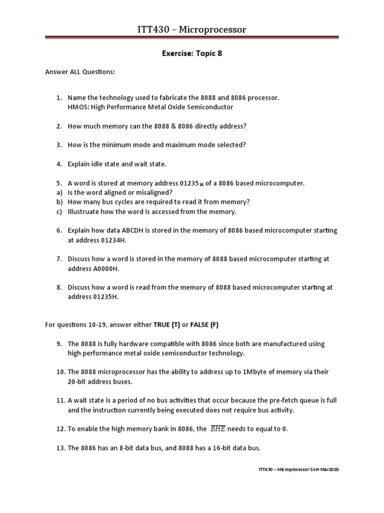 ITT430 - Exercise - Topic 8 Q | PDF | Computers