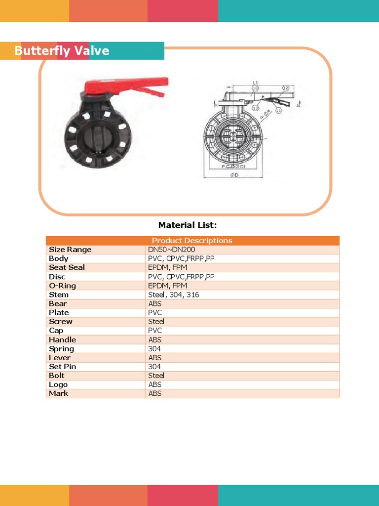 Data Sheet PVC Butterfly Valve | PDF | Technology & Engineering