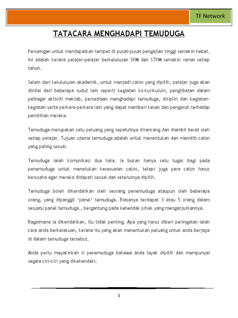 Panduan Lengkap Persiapan Dan Persediaan Temuduga | PDF