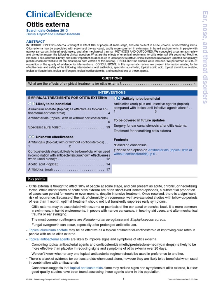 Otitis Externa Management | PDF | Randomized Controlled Trial ...