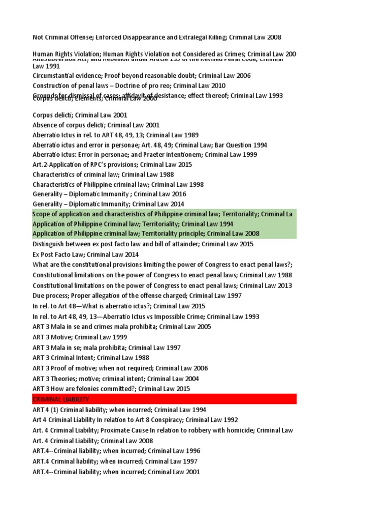 Sample Bar Exam Questions Criminal Law 1989 2016 25012019 | PDF | Ex ...