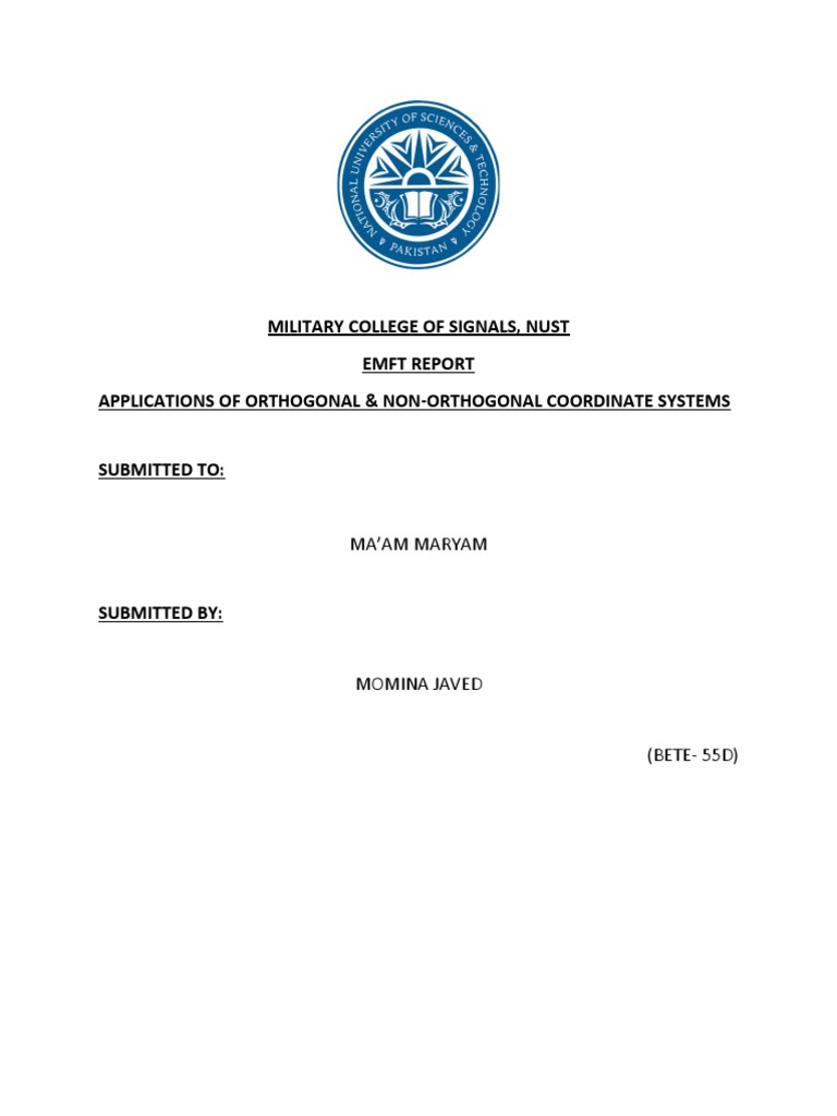 Emft Report (MOMINA JAVED) | PDF | Cartesian Coordinate System ...