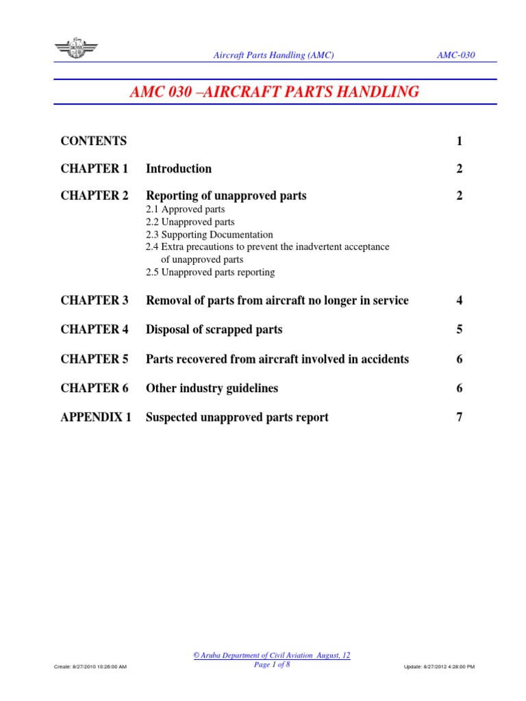 AMC-030 Aircraft Parts Handling | PDF | Aviation | Business