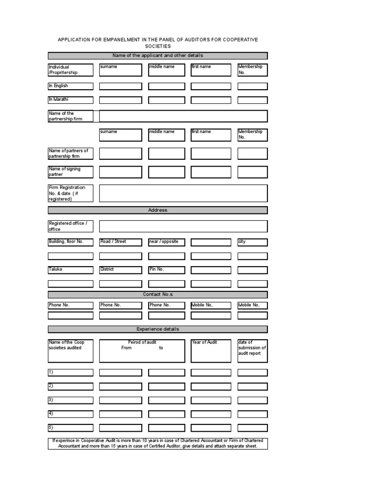 Panel Auditor Registration Form | PDF | Financial Services | Accounting