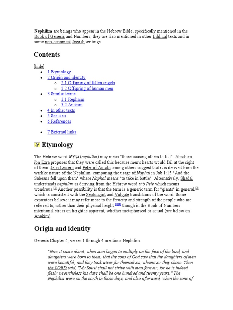 Nephilim Are Beings Who Appear in The Hebrew Bible Specifically ...