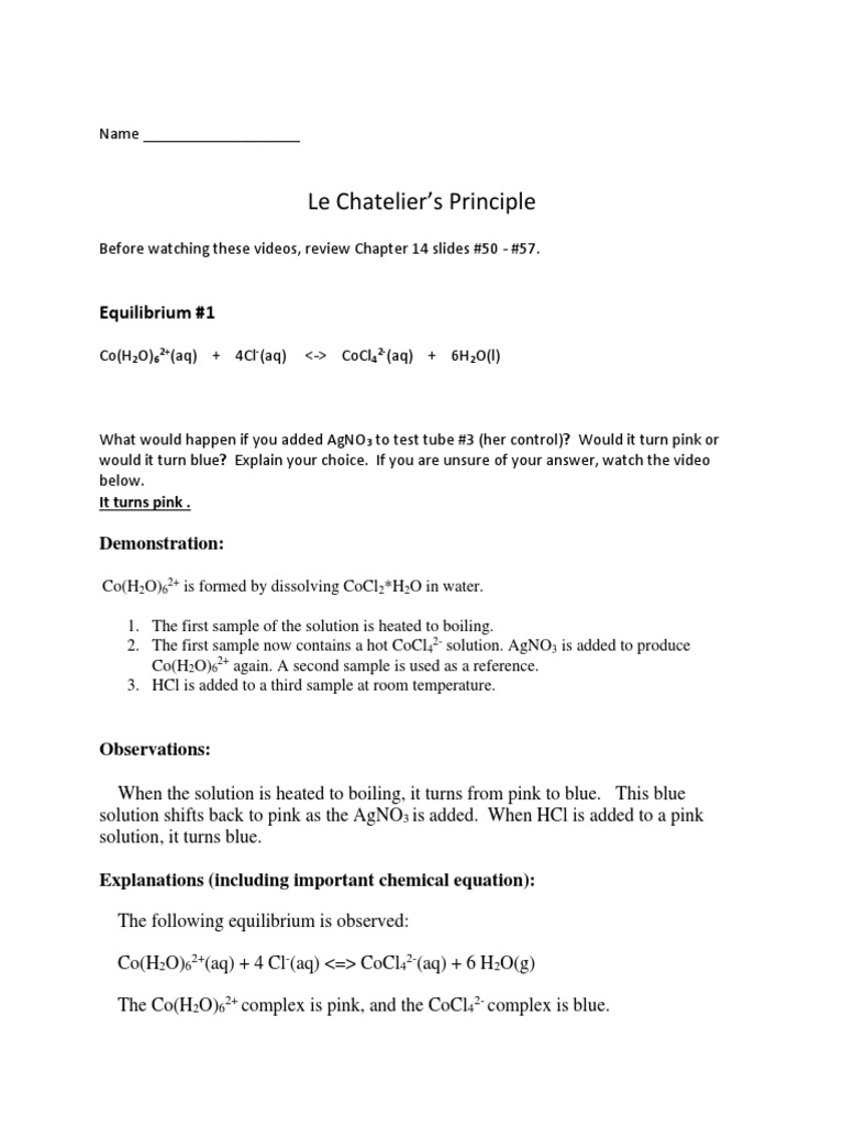 Le Chatelier's Principle | PDF | Chemical Equilibrium | Chemical Reactions
